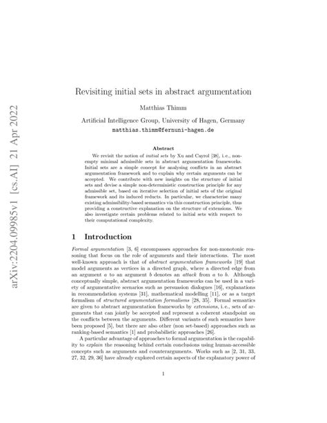 revisiting initial sets in abstract argumentation deepai