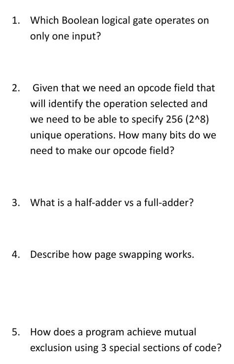Solved 1 Which Boolean Logical Gate Operates On Only One