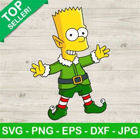 Bart Simpson Elf Costume SVG Christmas Cartoon SVG The Simpsons SVG