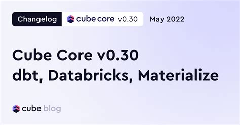 Cube Core V030 — Dbt Databricks Materialize Cube Blog