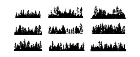 Premium Vector Forest Tree Silhouettes Collection Pine Trees