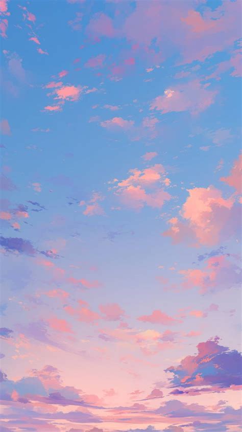 부드러운 파스텔 하늘과 솜털 같은 구름 핑크에서 라벤더로의 미세한 그라데이션