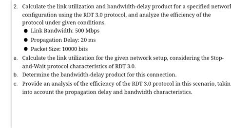 Solved Calculate The Link Utilization And Bandwidth Delay