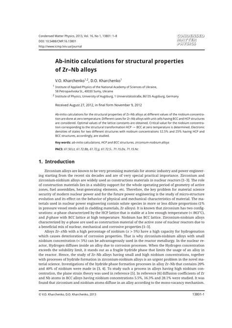 Pdf Ab Initio Calculations For Structural Properties Of Zr Nb Alloys