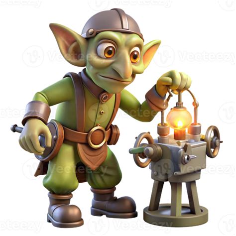 Stunning Creative A Cunning Goblin Tinkerer Working On A Bizarre Contraption Dim Flickering