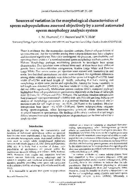Pdf Sources Of Variation In The Morphological Characteristics Of