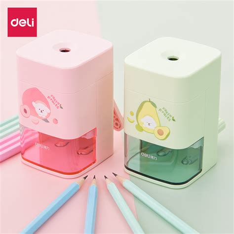 得力削笔机小学生用手摇削笔器卡通多功能刨旋绞铅笔器卷笔刀包邮 虎窝淘