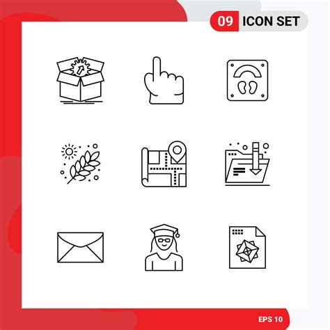 Group Of 9 Modern Outlines Set For Map Garden Touch Farming Wellness Editable Vector Design