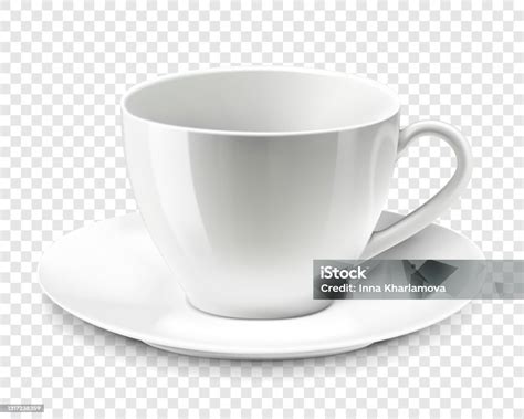 커피 차를위한 현실적인 빈 빈 컵 접시에 흰색 머그잔의 높은 세부 사항의 3d 그림 일러스트레이션에 대한 스톡 벡터 아트 및 기타 이미지 일러스트레이션 커피잔 3차원