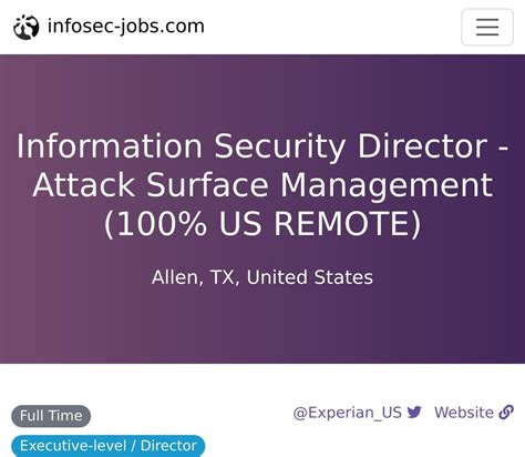 Hiring Information Security Director Attack Surface Management 100 Us Remote In Allen Tx