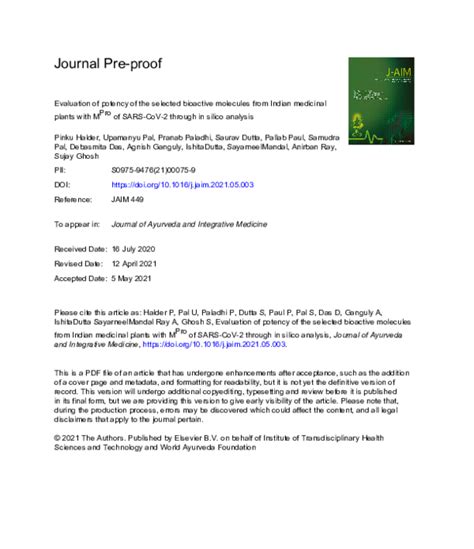 Pdf Evaluation Of Potency Of The Selected Bioactive Molecules From