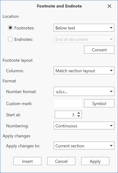 Footnote And Endnote Dialog Wpf Controls Devexpress Documentation