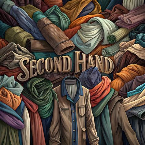 A Hand Drawn Second Hand Clothing Collection Poster Stock Illustration