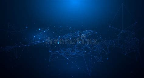 Vector Illustration Molecule Connected Lines With Dots Technology On Blue Background Abstract