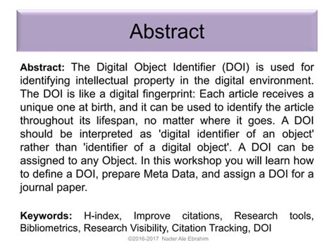 Digital Object Identifier Doi Introduction And Applications Pdf