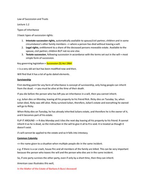 Lecture Types Of Inheritance Law Of Succession And Trusts Lecture Types Of Inheritance