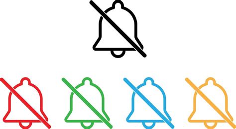 Colorful Notification Off Icon Set In Different Colors Silent Notification Icon No Bell Icon
