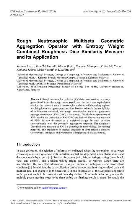 Pdf Rough Neutrosophic Multisets Geometric Aggregation Operator With