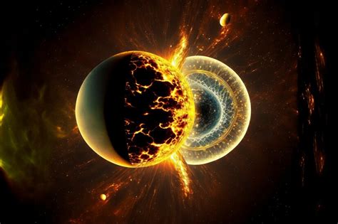 Premium Photo Collision Of Two Planets In Open Space Created With Generative Ai Technology