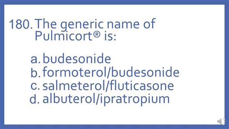 Top 200 Drugs Practice Test Question The Generic Name Of Pulmicort Is Youtube