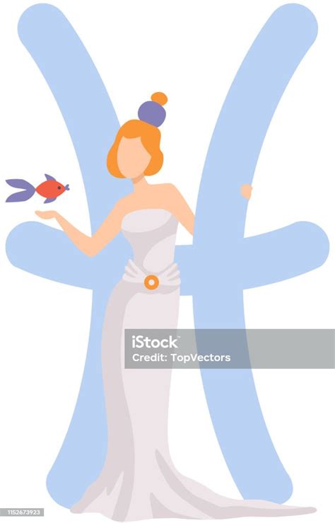 물고기의 조디악 기호 젊은 아름 다운 여자는 고 대 그리스 벡터 일러스트 레이 션의 스타일에 옷을 입고 고대의에 대한 스톡 벡터 아트 및 기타 이미지 Istock