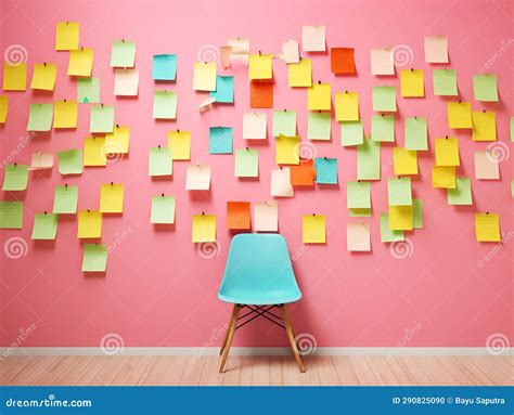 Wall With Lots Of Note Paper Stuck To Task Concept Ai Generative Stock