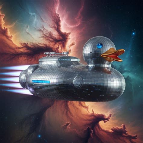 Galactic Rubber Duck Spaceship In Vibrant Nebula Ai Art