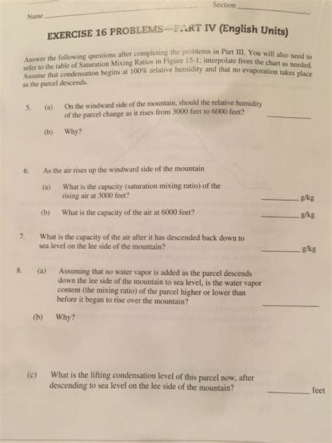 Section Exercise 16 Problems Part I S1 Units The