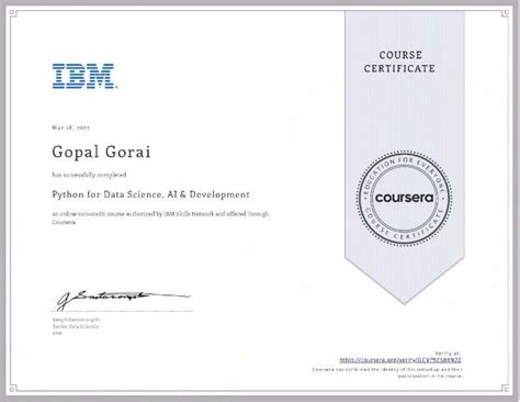 Gopal Gorai On Linkedin Certified By Python For Data Science Ai