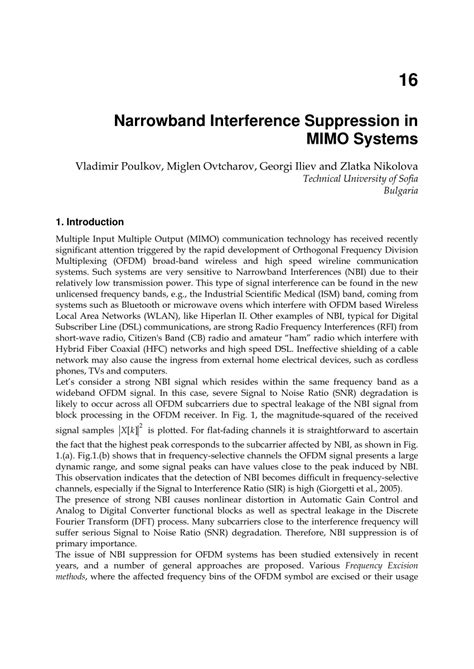 Pdf Narrowband Interference Suppression In Mimo Systems