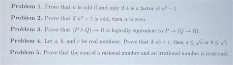 Solved Problem 1 Prove That N Is Odd If And Only If 4 Is A