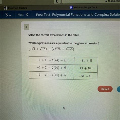 Select The Correct Expressions In The Table Which Expressions Are Equivalent To The Given