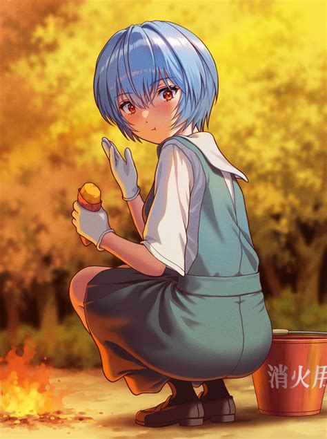 Safebooru 1girl Ayanami Rei Blue Hair Blush Hair Between Eyes Highres