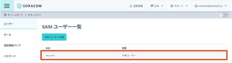 Getting Started Sam ユーザーを作成する アクセス管理 Soracom Access Management Sam ソラコムユーザーサイト Soracom
