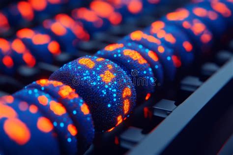 Quantum Computing Rows Of Spheres With Glowing Blue And Red Dots