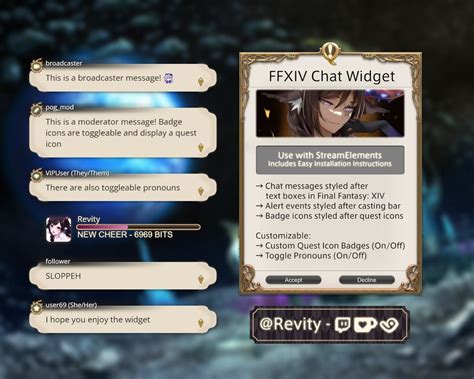 Ffxiv Chat Widget For Twitch Final Fantasy Xiv Themed Chat Alerts Streamelement Widget For