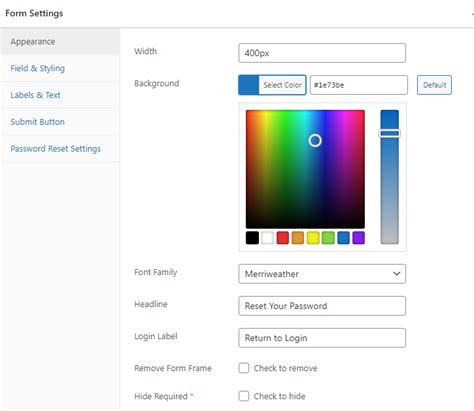how to create a custom reset password page in wordpress