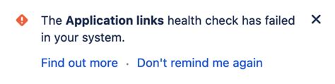 The Application Links Health Check Has Failed Appears Each Time When
