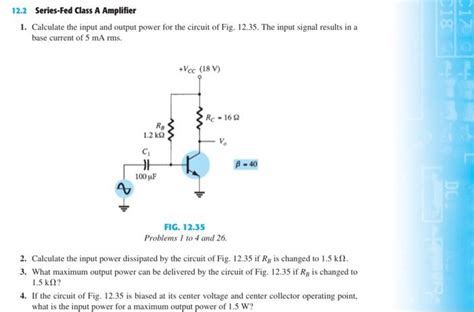 Solved 12 2 Series Fed Class A Amplifier 1 Calculate The