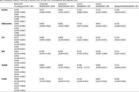 Table 2 From Benchmarking Weakly Supervised Deep Learning Pipelines For Whole Slide