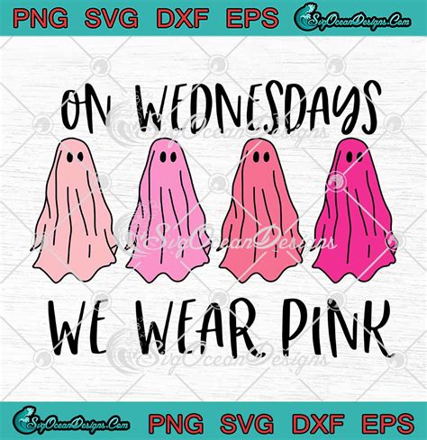 On Wednesdays We Wear Pink Svg Ghost Halloween Breast Cancer Svg Png