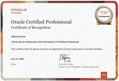 Manoj Kumar On Linkedin Ai Oraclecertification Generativeai Continuouslearning Careergrowth…