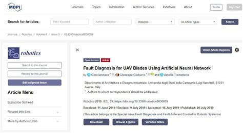 Fault Diagnosis For Uav Blades Using Artificial Neural Network Artificial Intelligence