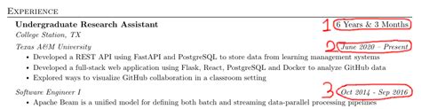 Macros Automatically Calculate Years Of Experience From Provided Startend Dates Tex Latex