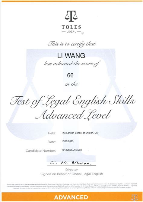 I Obtained The Toles Advanced Certificate Last December Due To Its Highly Specialized Nature