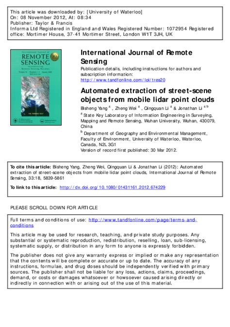 Pdf Automated Extraction Of Street Scene Objects From Mobile Lidar Point Clouds