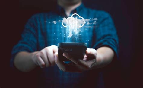 Premium Photo Businessman Using Smartphone With Virtual Cloud Computing Technology For