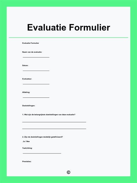 Evaluatie Formulier Voorbeeld