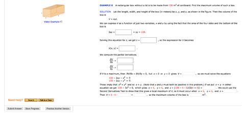 solved example 6 a rectangular box without a lid is to be