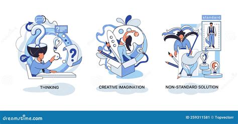 Creative Thinking People Different Mental Mindset Types Or Models Creative Imaginative Logical